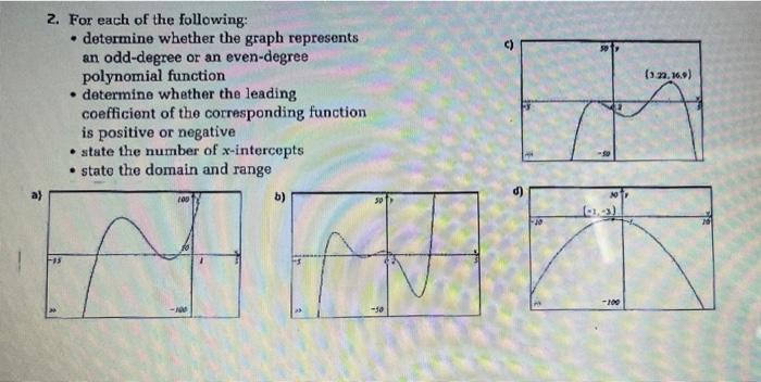 Solved (32...) 2. For each of the following: • determine | Chegg.com