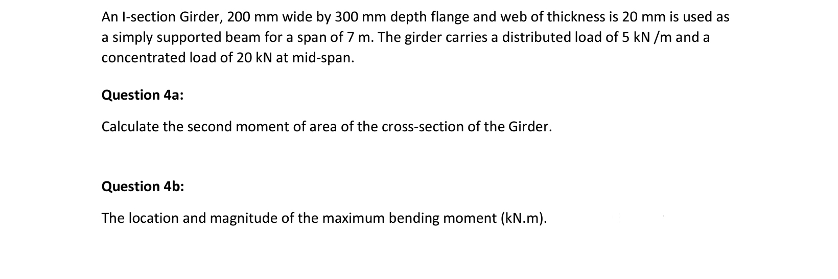Solved An I-section Girder, 200mm ﻿wide by 300mm ﻿depth | Chegg.com