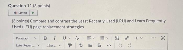 Solved (3 points) Compare and contrast the Least Recently | Chegg.com