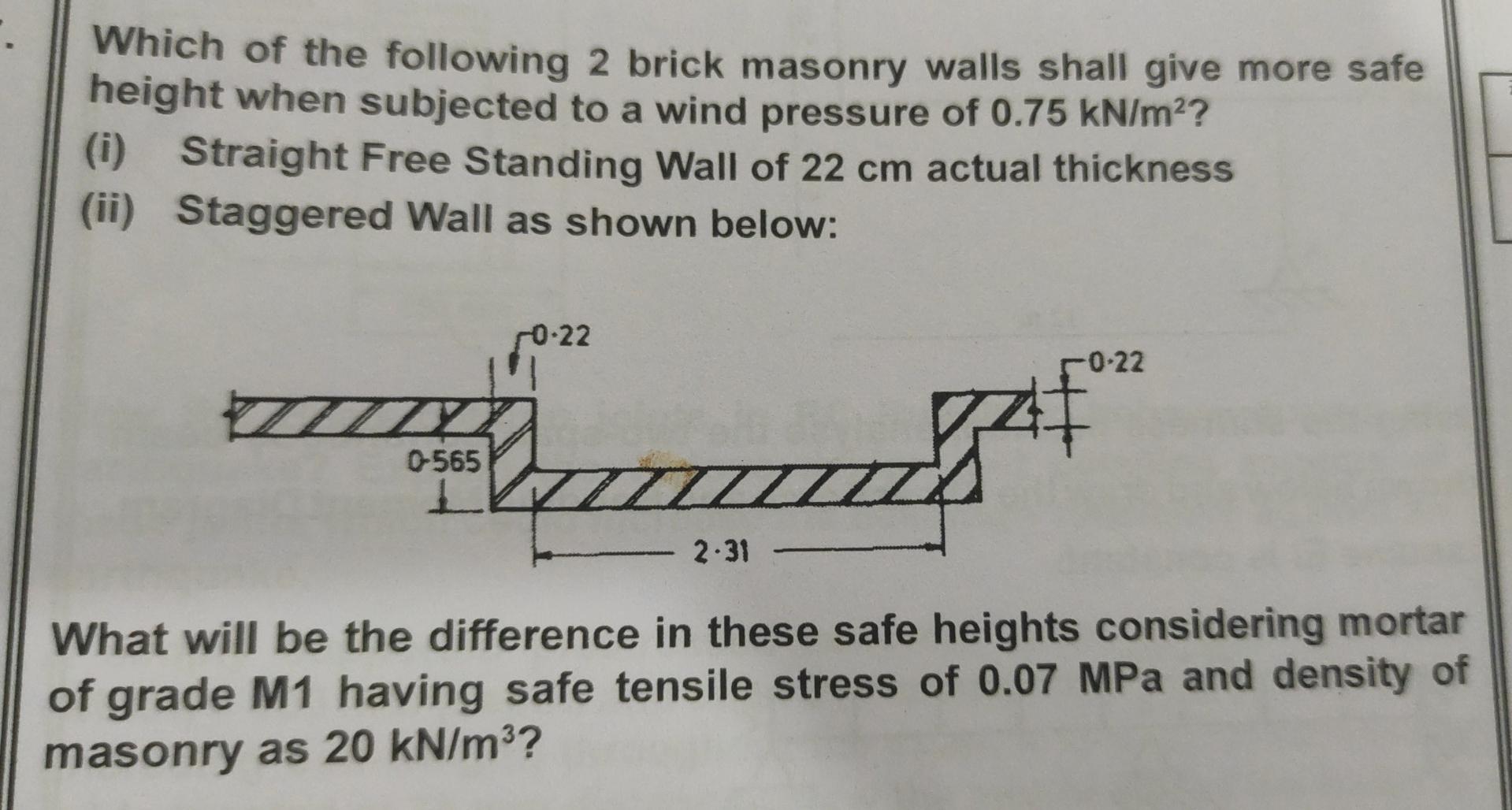 Solved Which of the following 2 brick masonry walls shall | Chegg.com