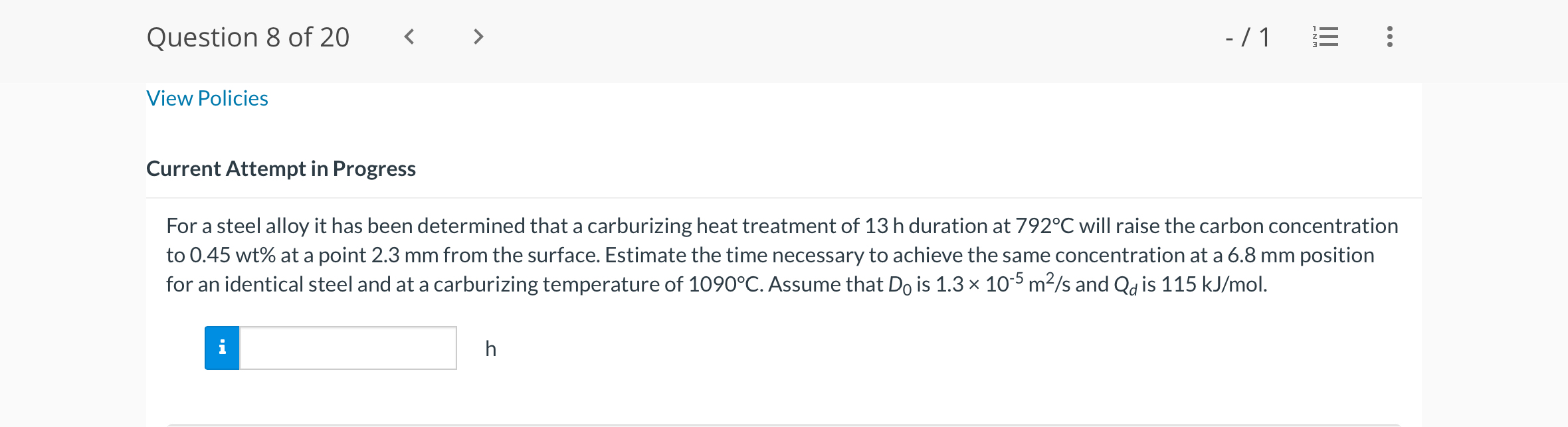 Solved Determine the carburizing time (in s) ﻿necessary to | Chegg.com