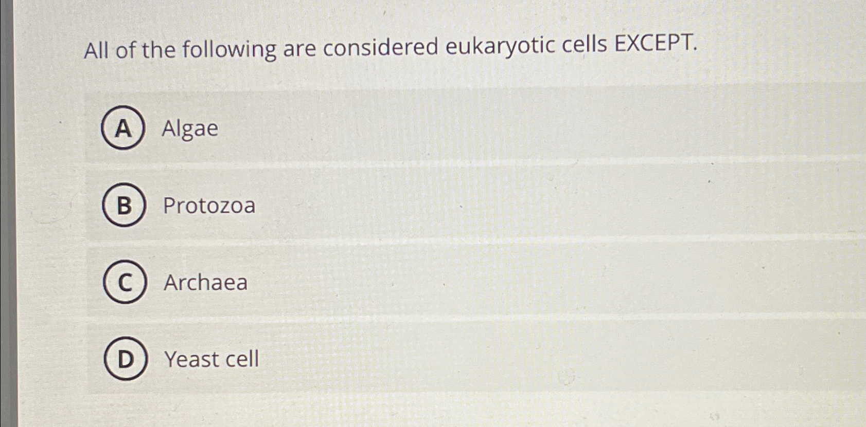 Solved All of the following are considered eukaryotic cells | Chegg.com