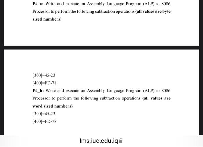 Solved P4_a: Write and execute an Assembly Language Program | Chegg.com
