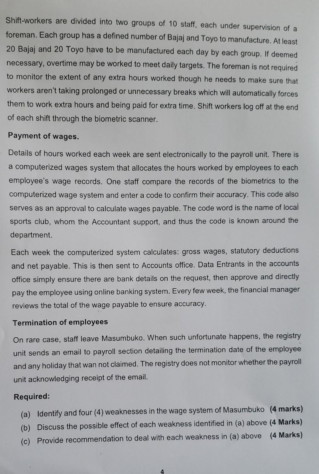 Solved Masumbuko Co assembles Bajaj and Toyo. The company | Chegg.com
