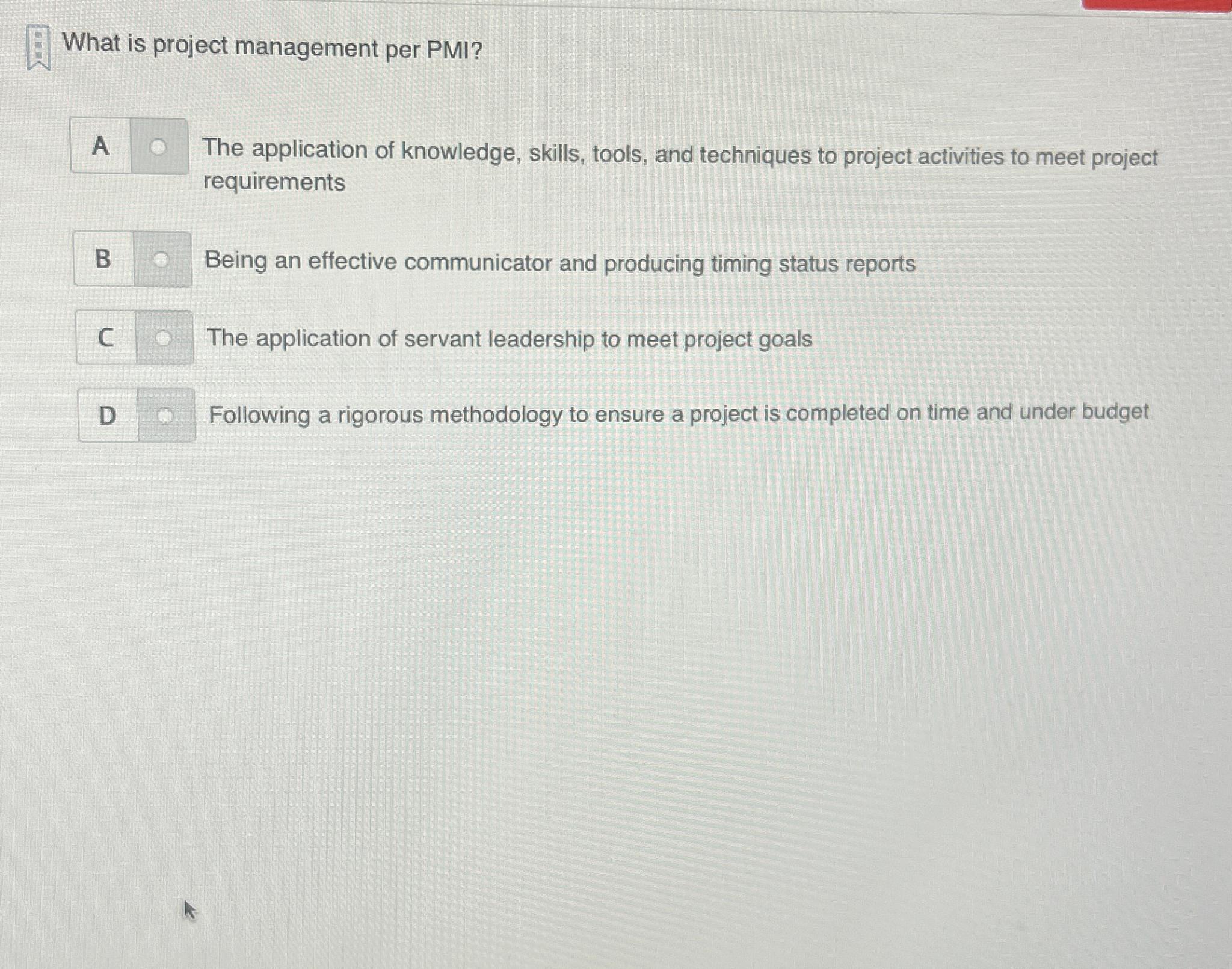 Solved What is project management per PMI?The application of | Chegg.com