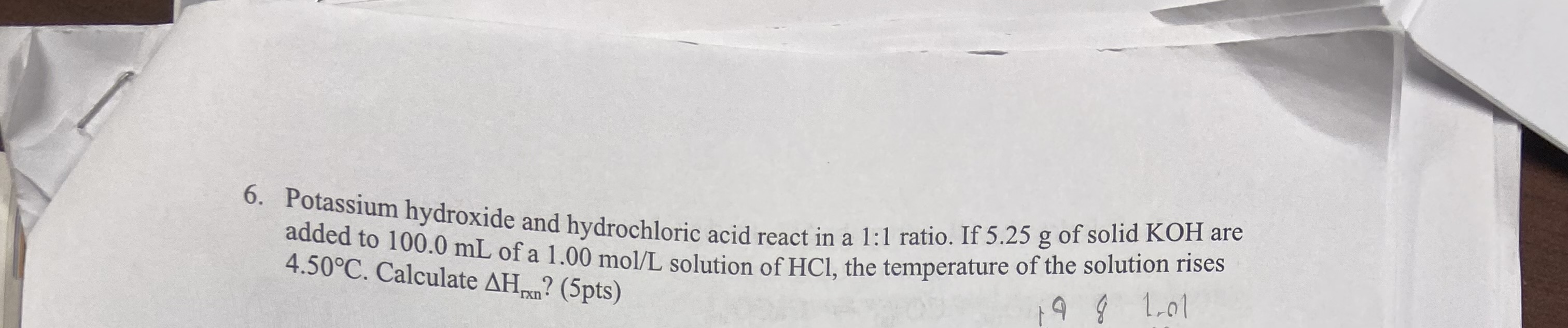 Solved Potassium hydroxide and hydrochloric acid react in a | Chegg.com