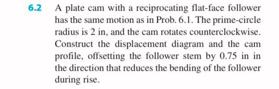 Solved A plate cam with a reciprocating flat-face follower | Chegg.com