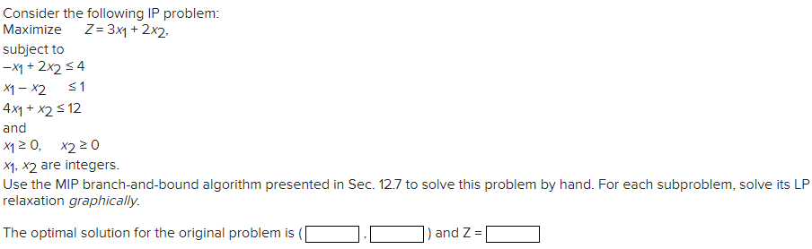 Solved Consider the following IP problem: ﻿Maximize | Chegg.com