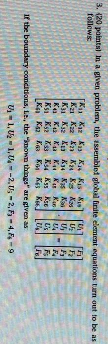 Solved 3. (20 points) In a given problem, the assembled | Chegg.com