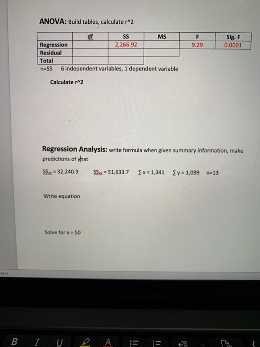 Solved ANOVA: Build tables, calculate r^2 F 9.29 Sig. F | Chegg.com