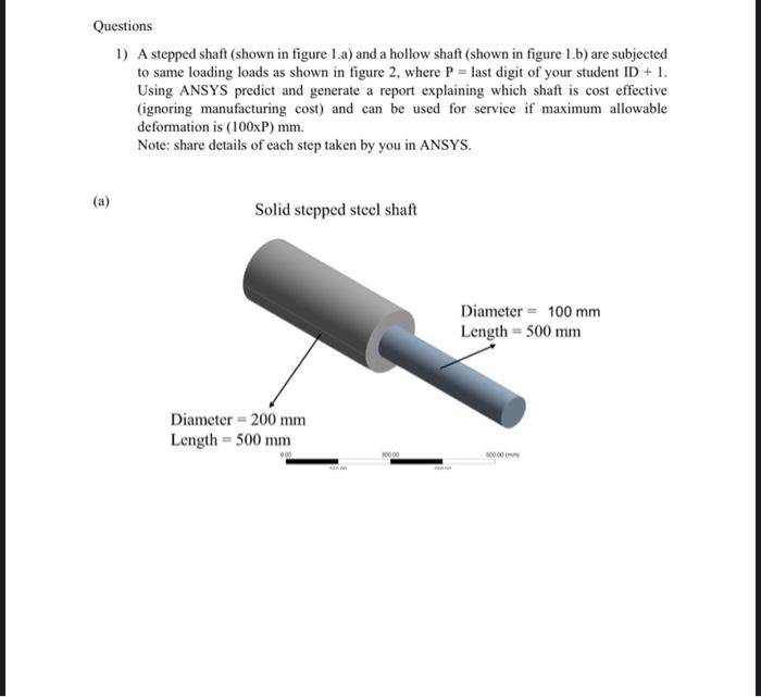 Questions 1) A stepped shaft (shown in figure I.a) | Chegg.com