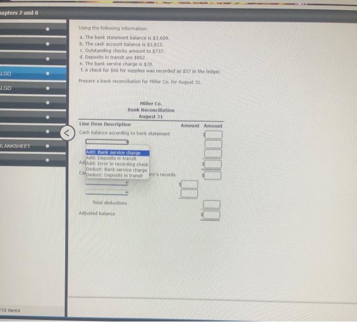 Solved Using the following information: a. The bank | Chegg.com