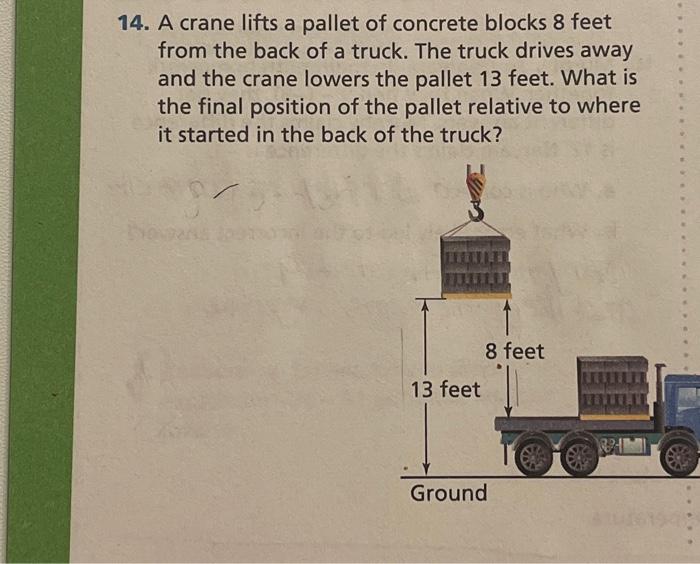 Solved 14. A crane lifts a pallet of concrete blocks 8 feet | Chegg.com