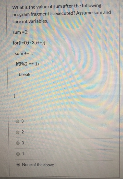 Solved What is the value of sum after the following program | Chegg.com