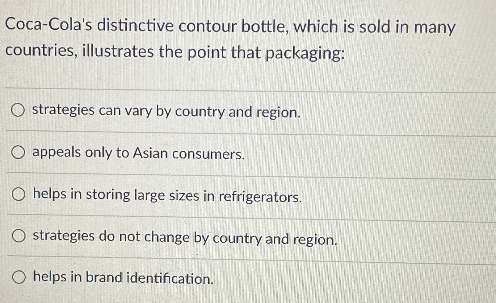 Solved Coca-Cola's distinctive contour bottle, which is sold | Chegg.com