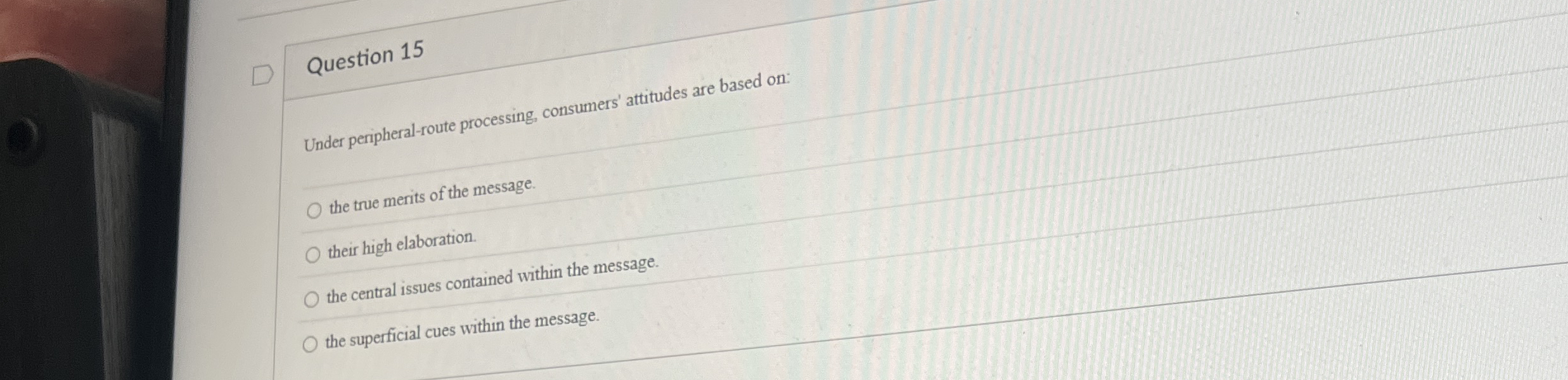 Solved Question 15Under peripheral-route processing, | Chegg.com