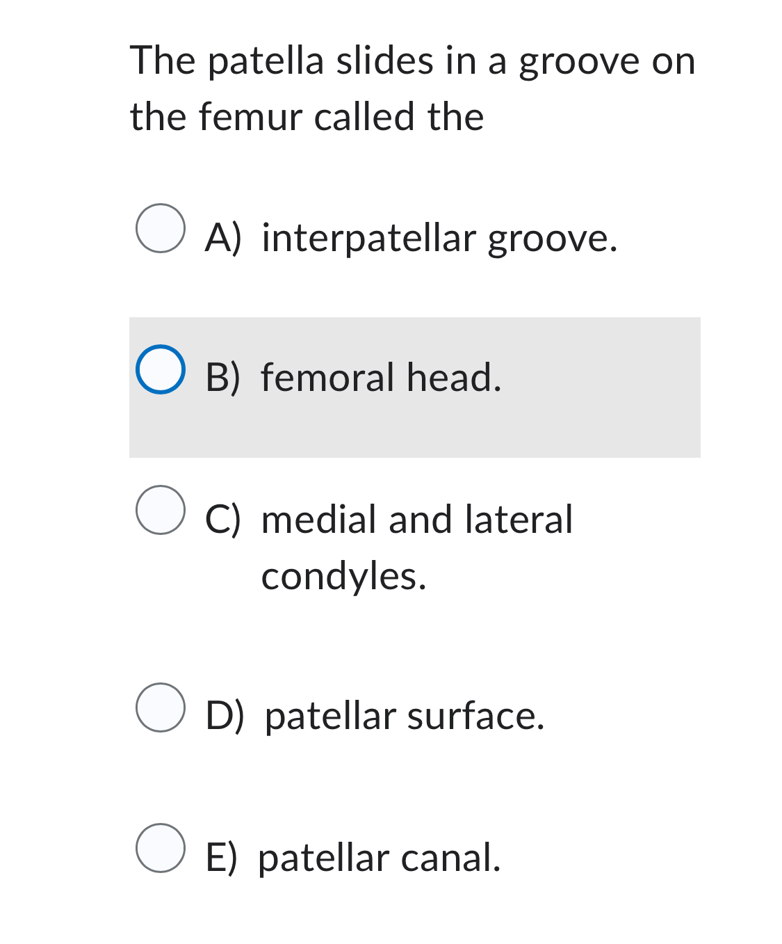 Solved The patella slides in a groove on the femur called | Chegg.com