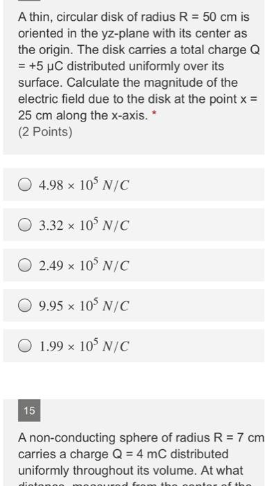 Solved A thin, circular disk of radius R = 50 cm is oriented | Chegg.com
