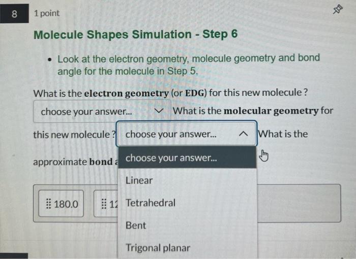 Molecule ShapesMolecule Shapes Simulation - Step 1 In | Chegg.com
