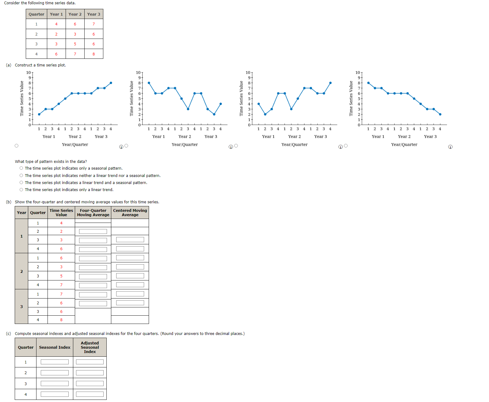 Solved Consider the following time series data.(a) | Chegg.com