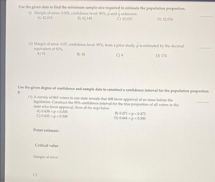 Solved Use the given data to find the minimum sample size | Chegg.com