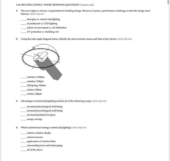 Solved 1-10: MULTIPLE CHOICE/ SHORT RESPONSE QUESTIONS (5 | Chegg.com