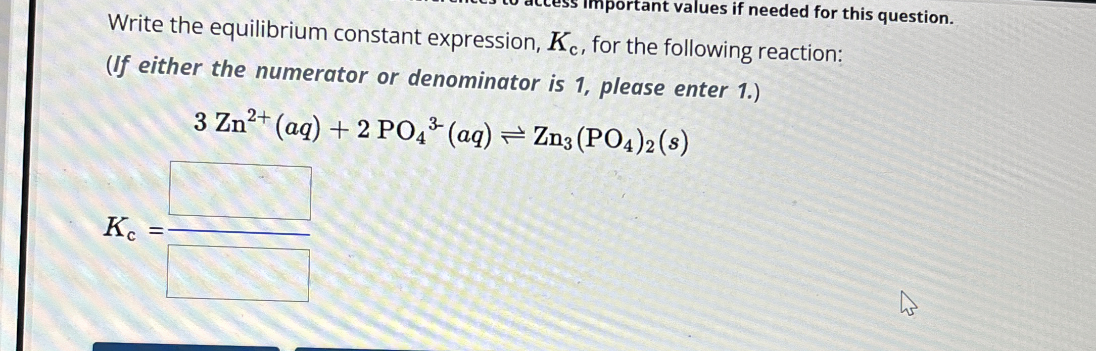 Solved Write the equilibrium constant expression, Kc, ﻿for | Chegg.com