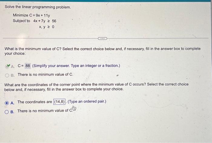Solved Solve the linear programming problem. Minimize | Chegg.com
