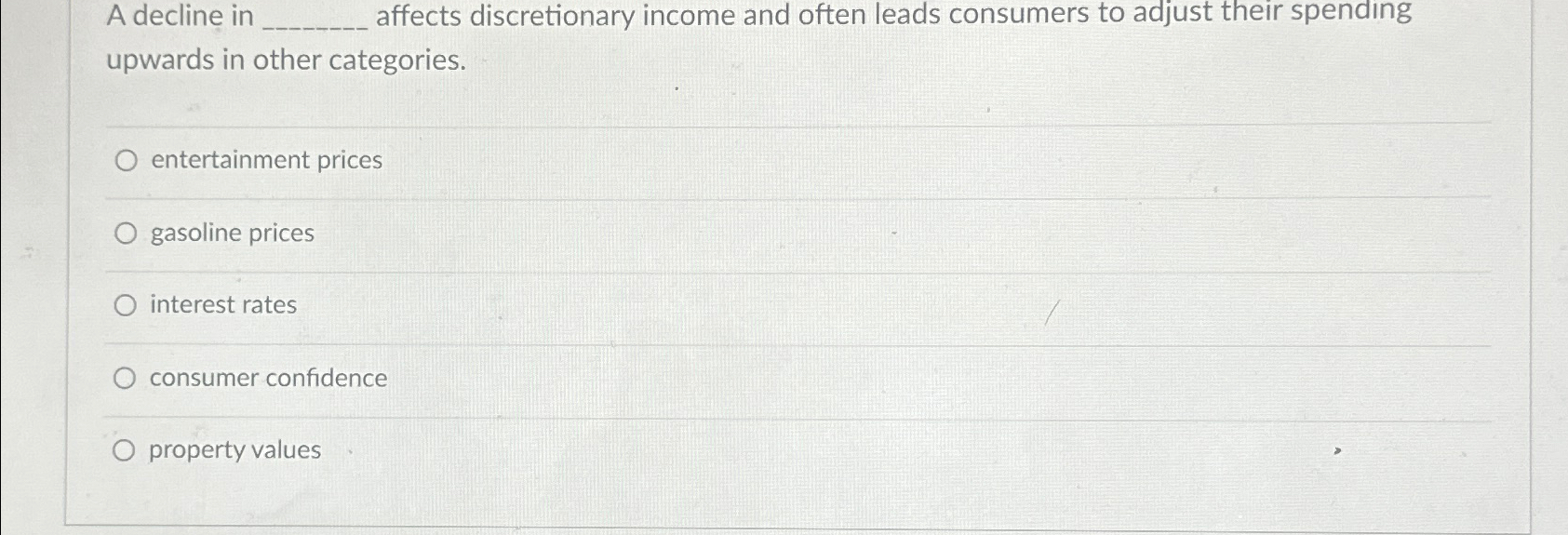 Solved A decline in affects discretionary income and often | Chegg.com