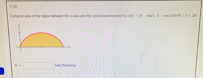Solved (1 pt) Compute area of the region between the x-axis | Chegg.com