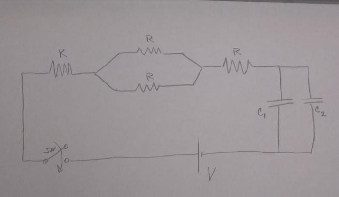 Solved For the network of capacitors and resistors as shown, | Chegg.com