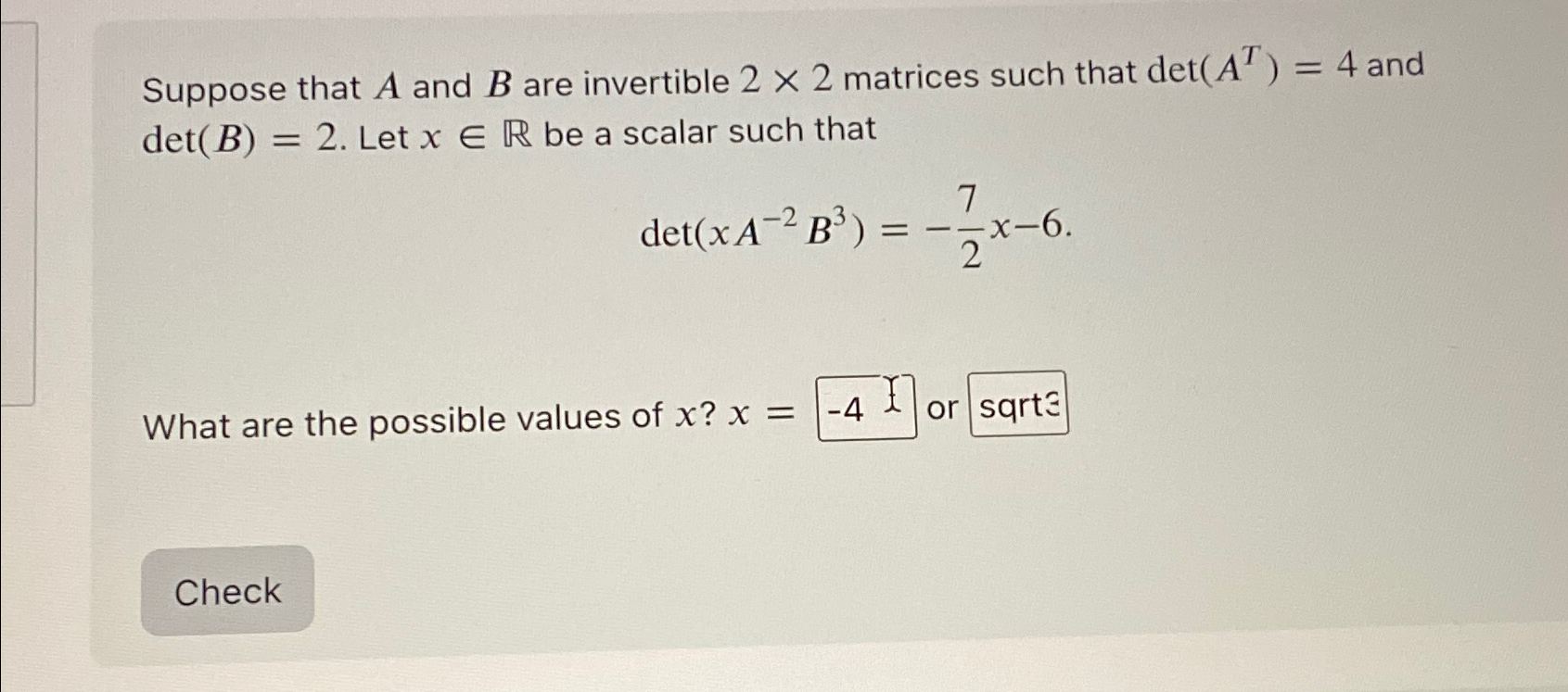 Solved Suppose that A and B ﻿are invertible 2×2 ﻿matrices | Chegg.com