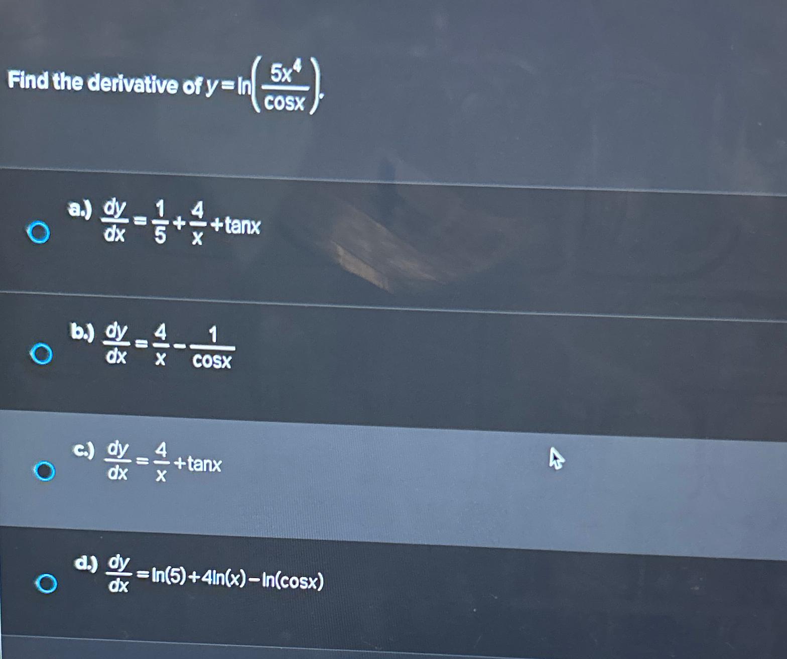 Solved Find the derivative of | Chegg.com