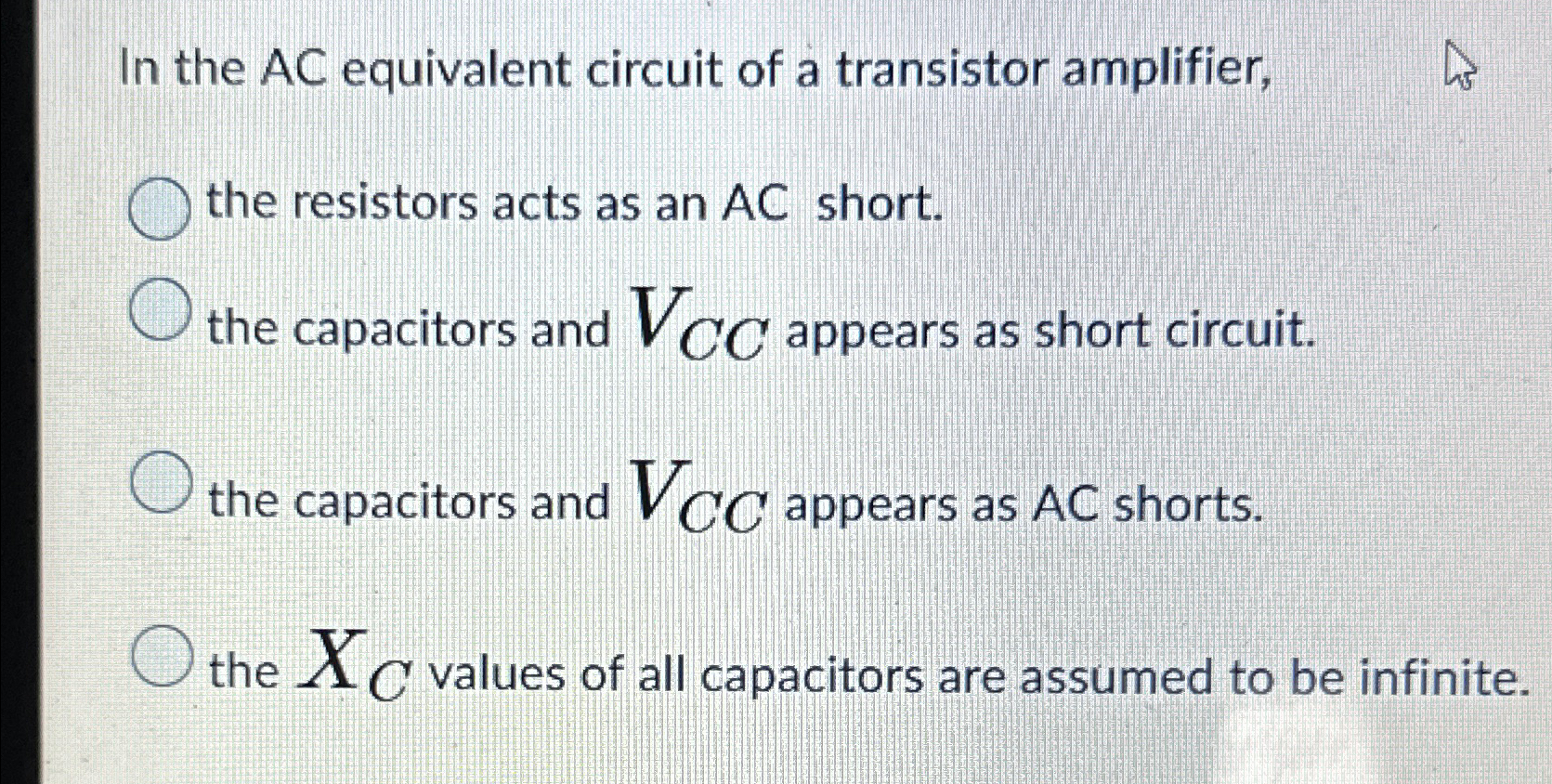 Solved In the AC ﻿equivalent circuit of a transistor | Chegg.com