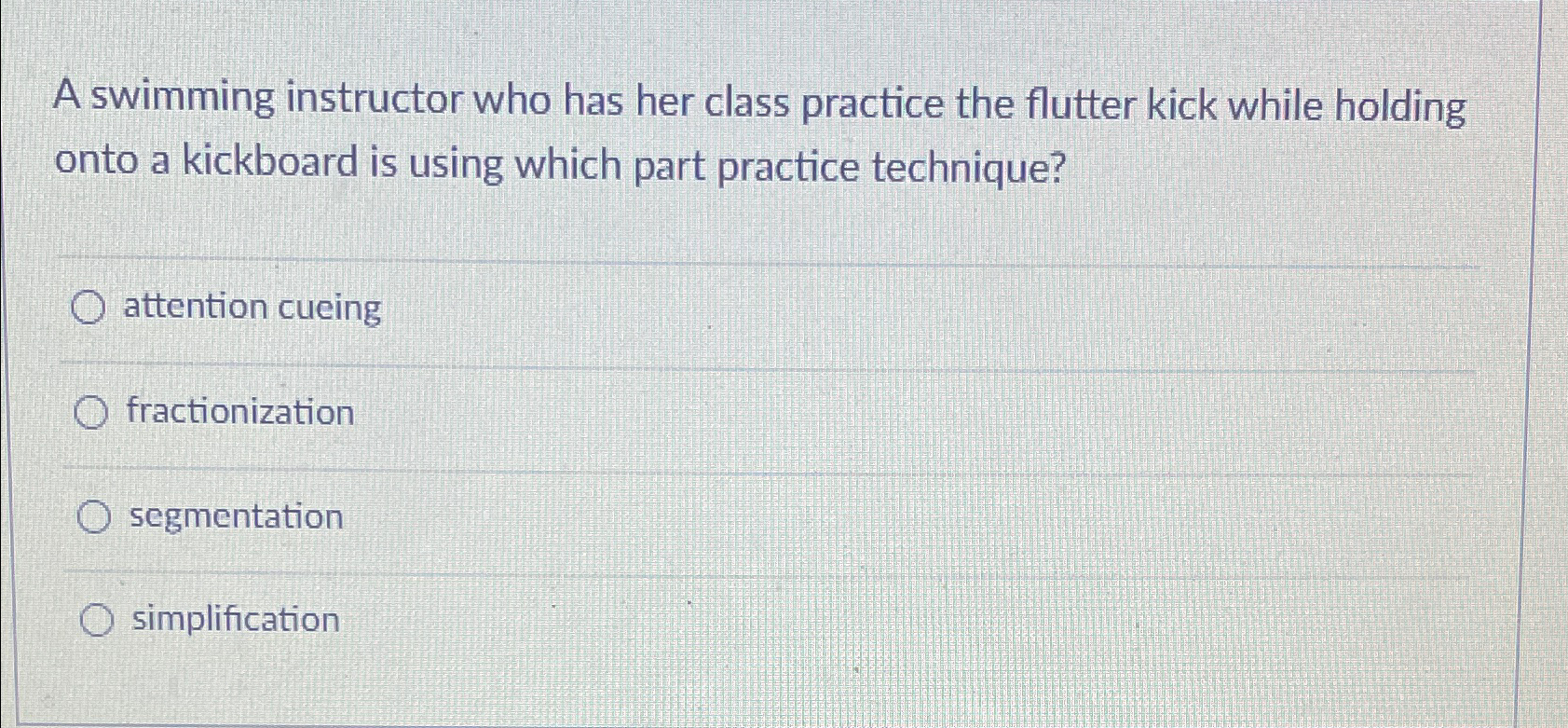 Solved A swimming instructor who has her class practice the | Chegg.com