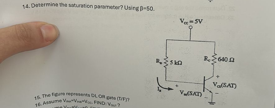 Determine the saturation parameter? Using β=50.The | Chegg.com