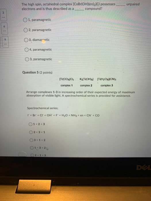 Solved unpaired The high spin, octahedral complex | Chegg.com