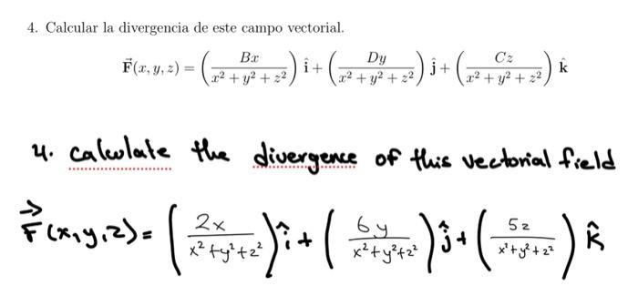 Solved Calculate the divergence of this vectorial field | Chegg.com