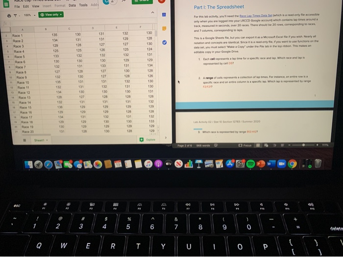 - File Edit View Insert Format Data Tools Add Part I: | Chegg.com