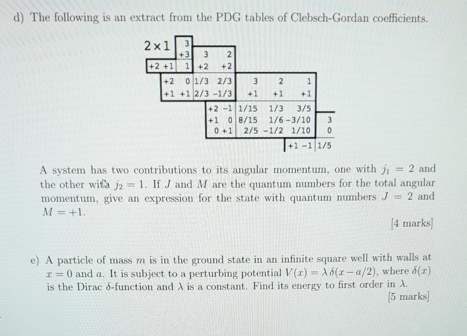 Solved d) The following is an extract from the PDG tables of | Chegg.com
