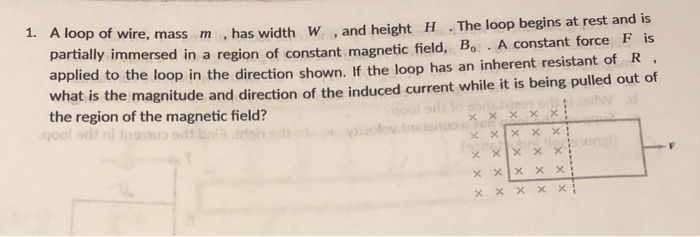 Solved 1. A loop of wire, mass m has width W. and height H | Chegg.com