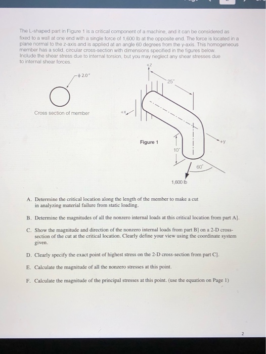 Solved The L-shaped part in Figure 1 is a critical component | Chegg.com