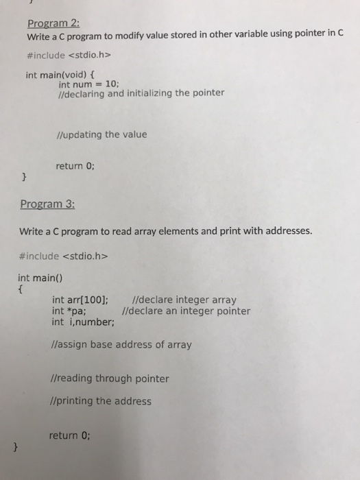 Solved Program 2: Write a C program to modify value stored | Chegg.com