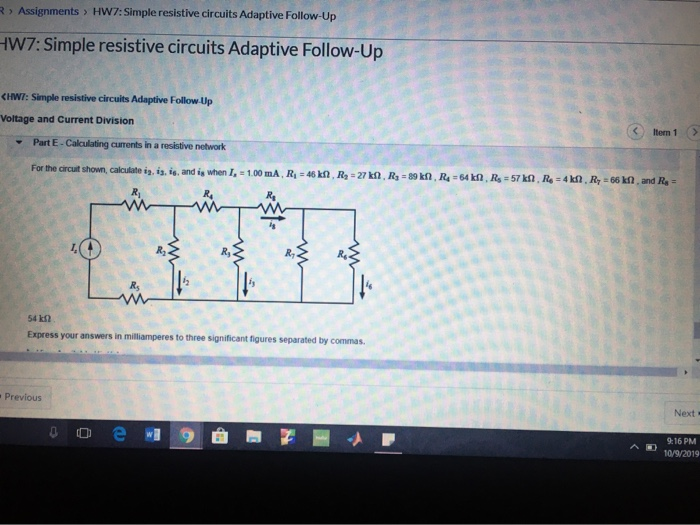 Solved Assignments > HW7: Simple resistive circuits Adaptive | Chegg.com Solved Assignments > HW7: Simple resistive circuits Adaptive | Chegg.com