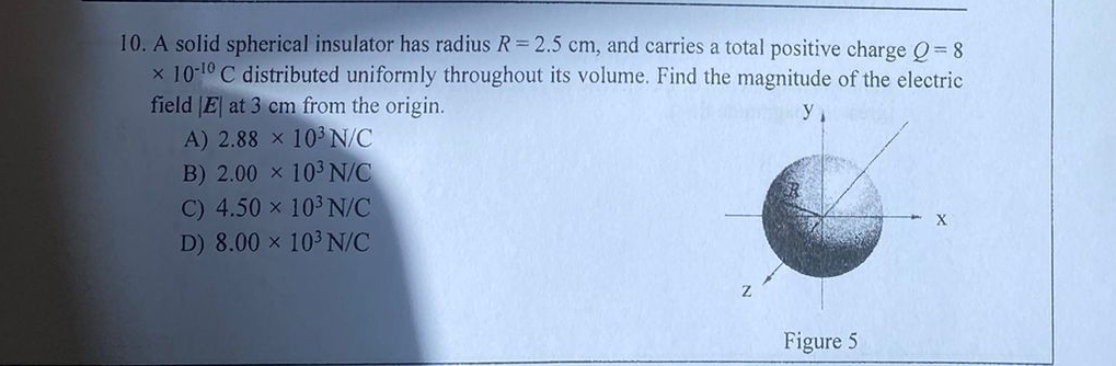 Solved A solid spherical insulator has radius R=2.5cm, ﻿and | Chegg.com