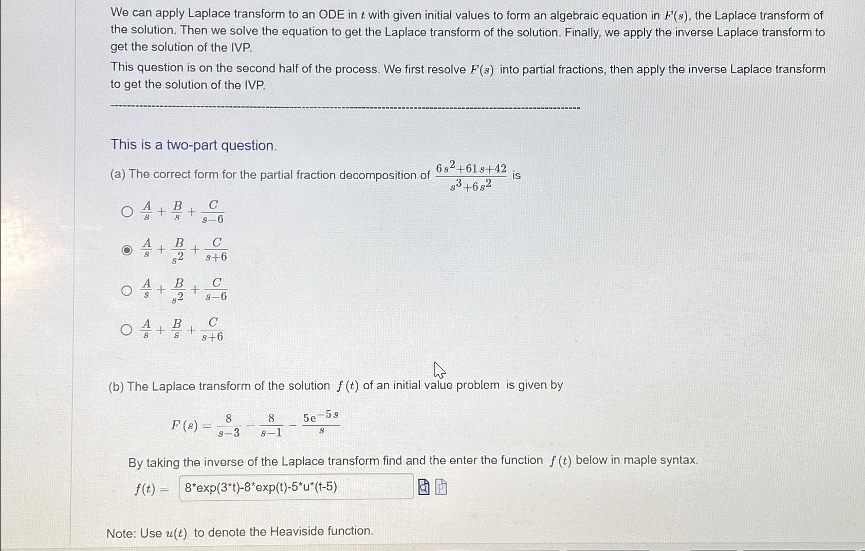 Solved We can apply Laplace transform to an ODE in t ﻿with | Chegg.com