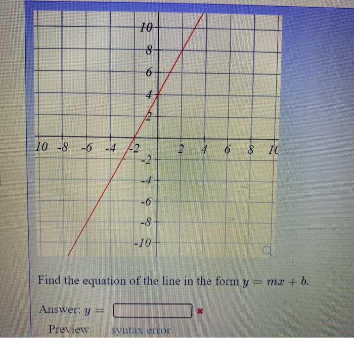 Solved Find an equation y = mx + b for the line whose graph | Chegg.com
