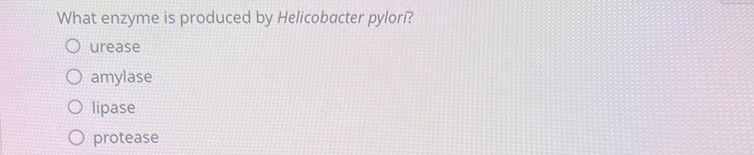 Solved What enzyme is produced by Helicobacter | Chegg.com