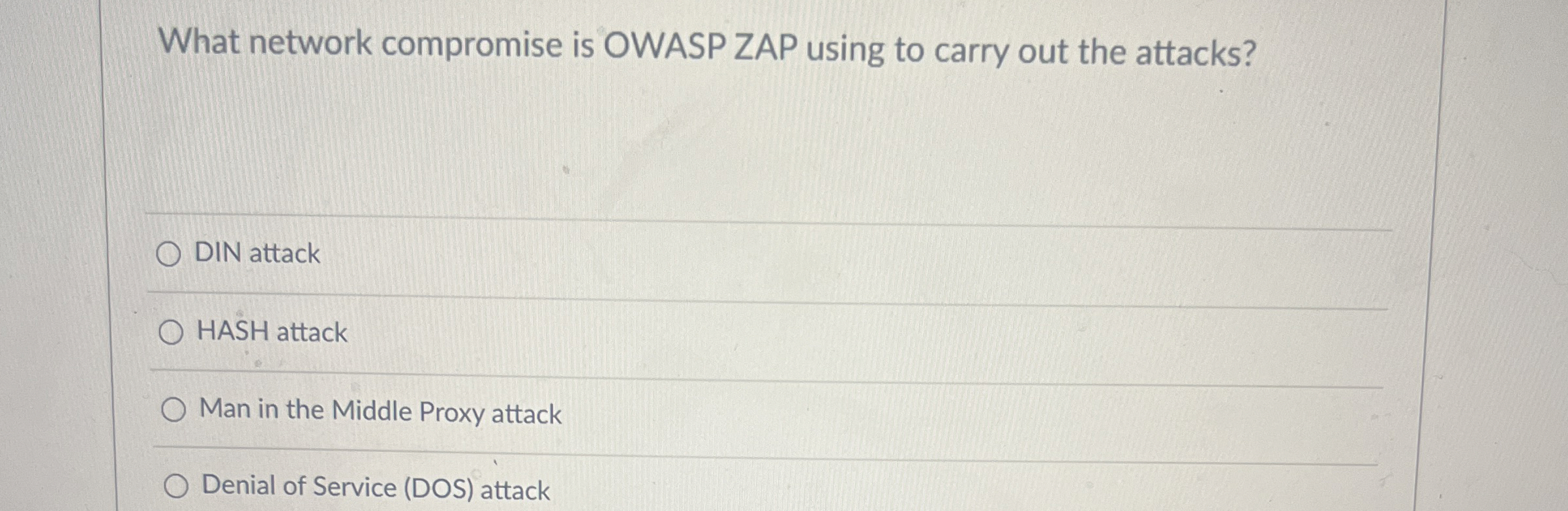 Solved What network compromise is OWASP ZAP using to carry | Chegg.com