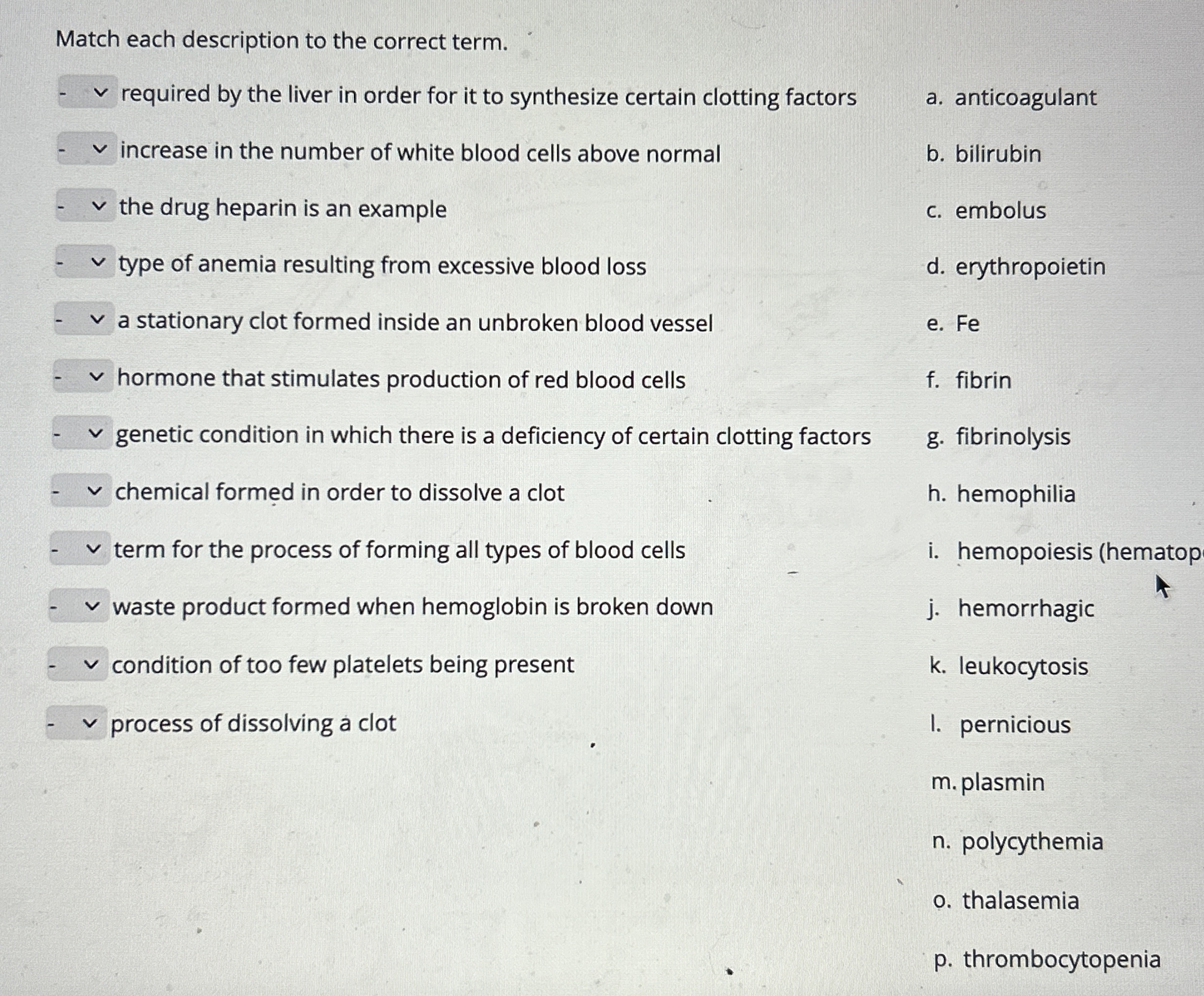 Solved Match each description to the correct term.required | Chegg.com
